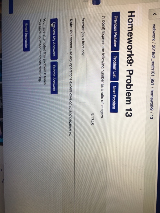 Solved K webwork/2018s2_math101 951/ homework9 13 Homework9: | Chegg.com