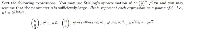 Solved Sort the following expressions. You may use | Chegg.com