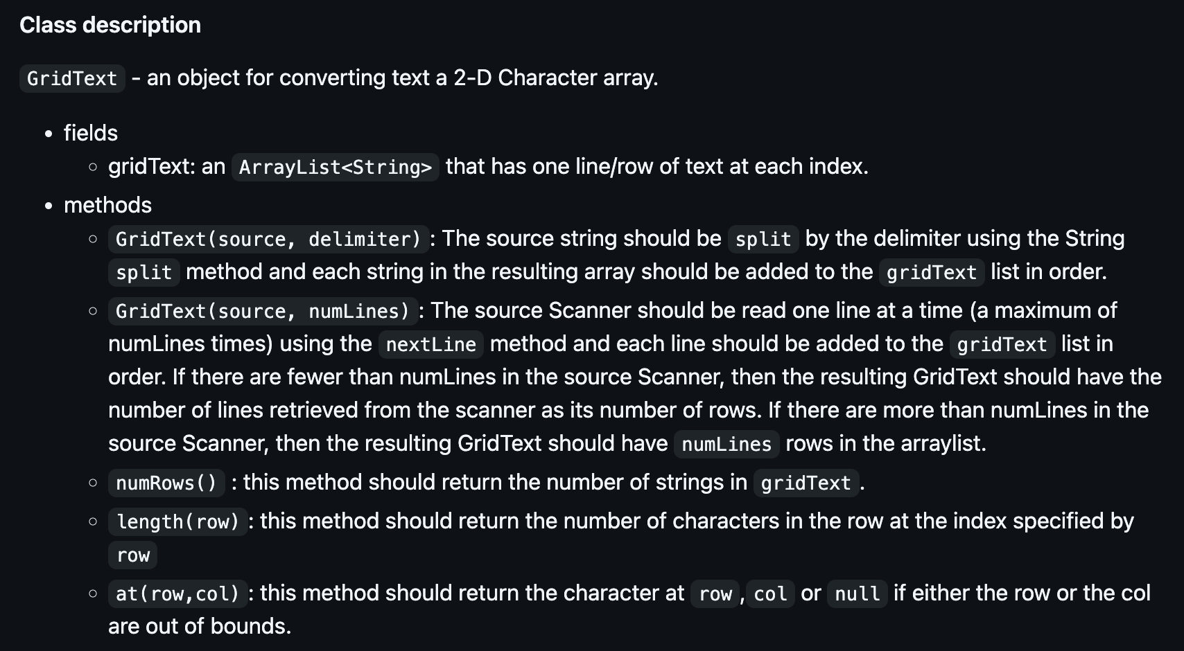 Solved Class descriptionGridText - ﻿an object for converting | Chegg.com