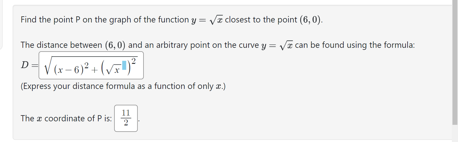 Solved Find the point P on the graph of the function y=x | Chegg.com