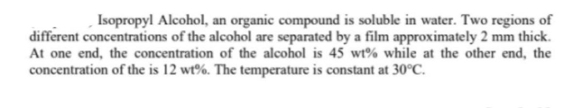 Solved Isopropyl Alcohol, an organic compound is soluble in | Chegg.com