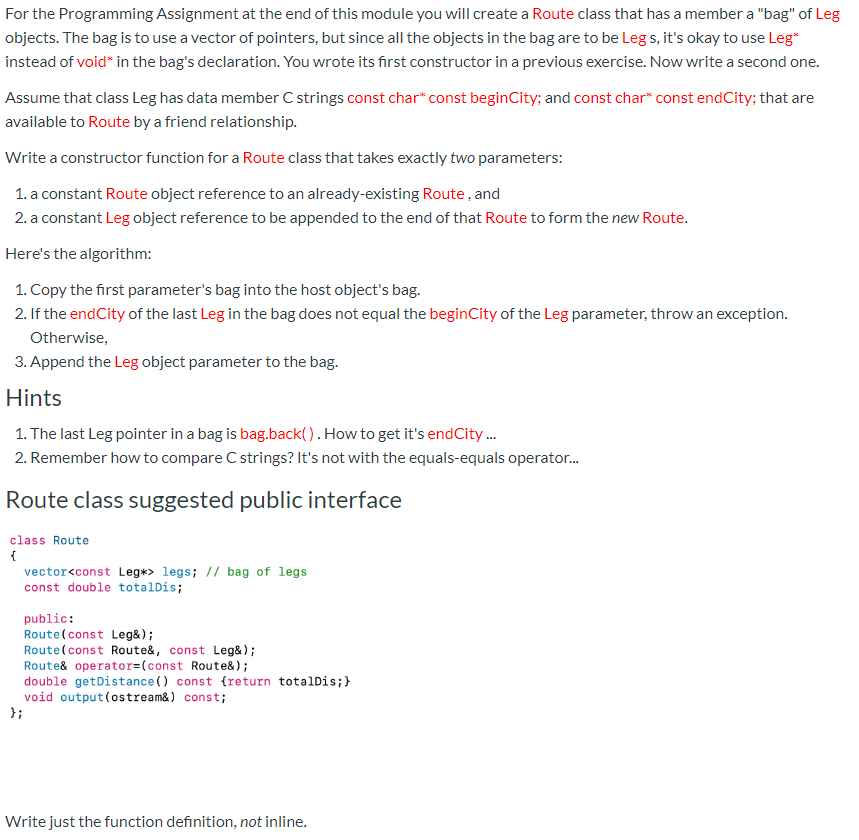 For the Programming Assignment at the end of this | Chegg.com