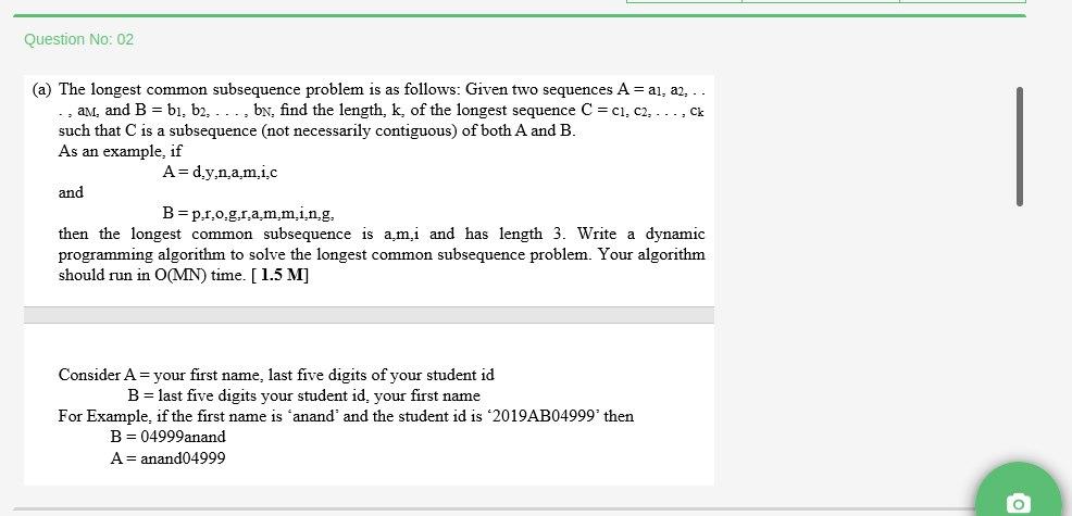 Solved demonstrate your algorithm with this A and B , | Chegg.com