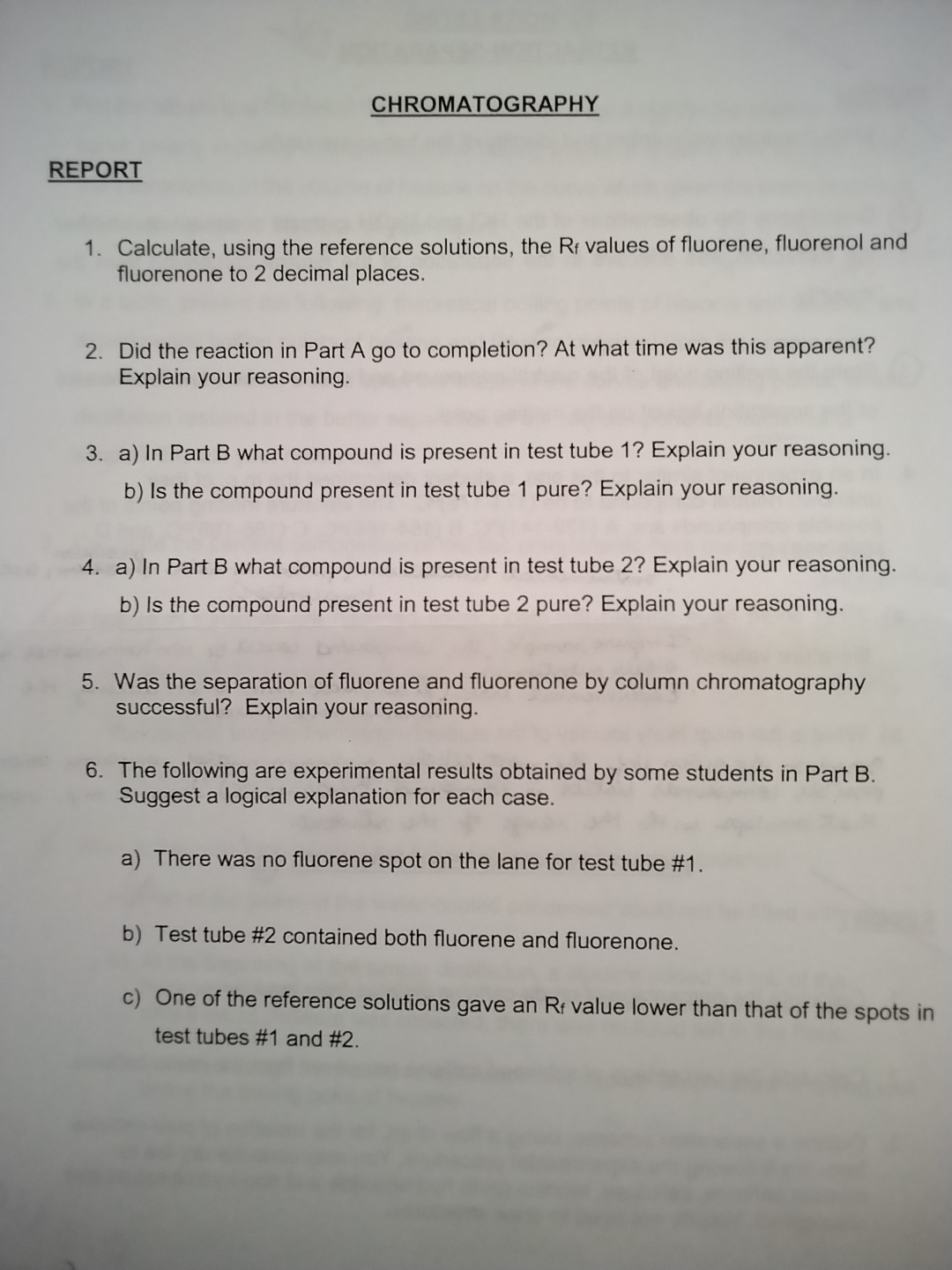 Solved 1. Calculate, using the reference solutions, the Rf | Chegg.com