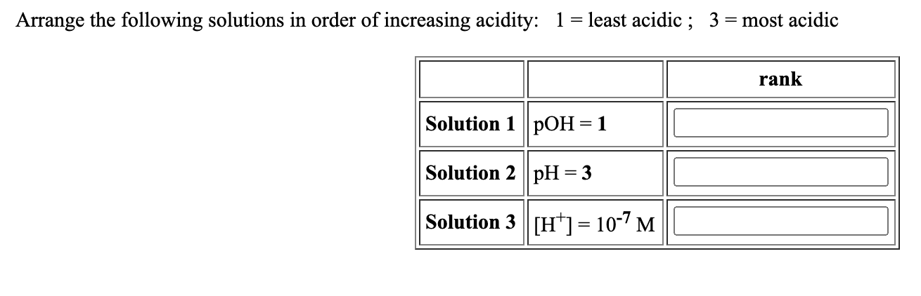 Solved Arrange the following solutions in order of | Chegg.com