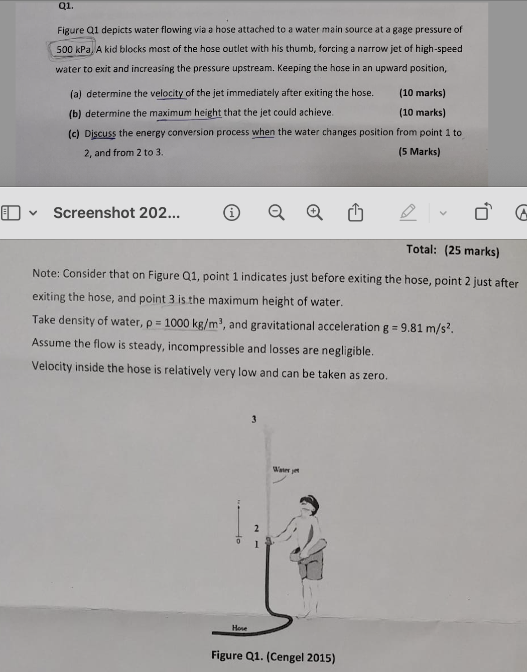 Solved Q1.Figure Q1 ﻿depicts water flowing via a hose | Chegg.com