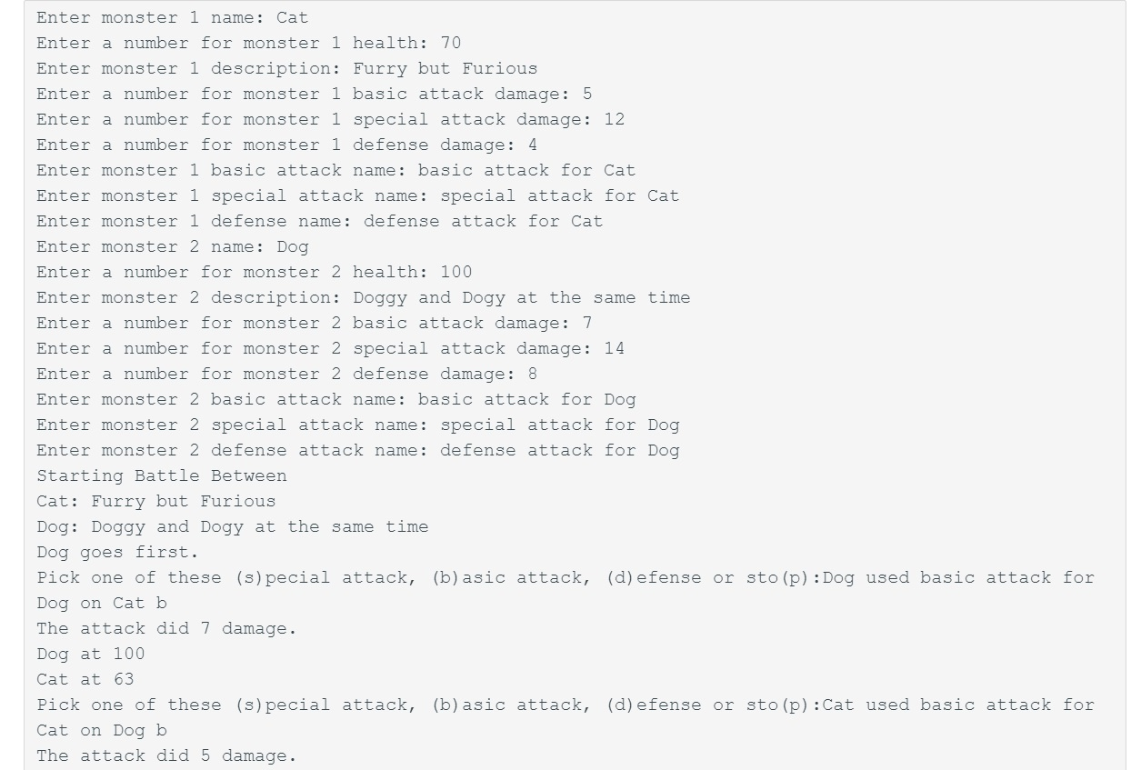10.1 CS 172 - Lab 4 Monster Battle In this lab we | Chegg.com