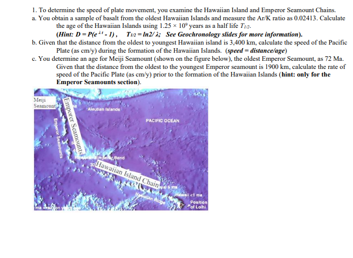 Solved 1. To determine the speed of plate movement, you | Chegg.com