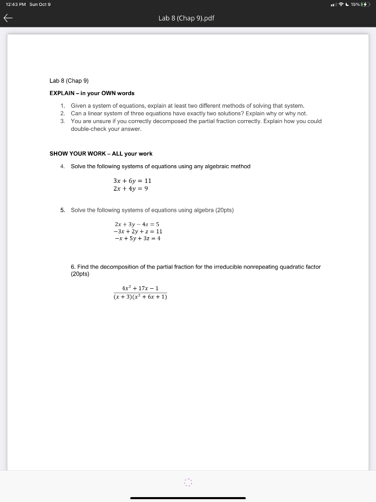 Solved Lab 8 (Chap 9) EXPLAIN - in your OWN words 1. Given a | Chegg.com