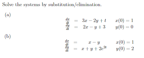 Solved Solve the systems by substitution/elimination. (a) | Chegg.com