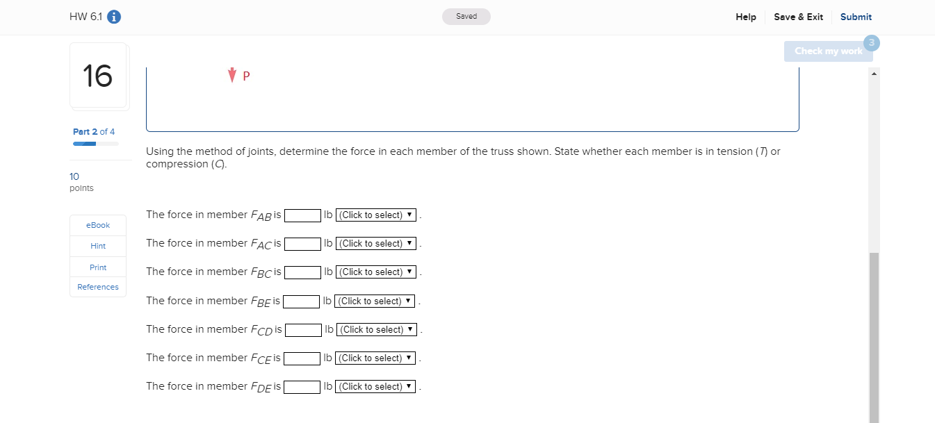 Solved HW 6.1 0 Saved Help Save & Exit Submit Check my work | Chegg.com