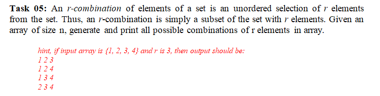 Solved Task 05: An r-combination of elements of a set is an | Chegg.com