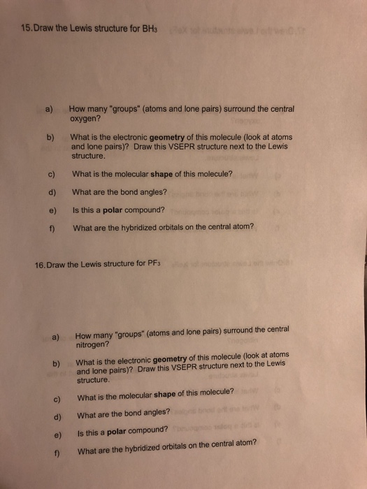 Solved 15.Draw the Lewis structure for BH3 a) How many | Chegg.com