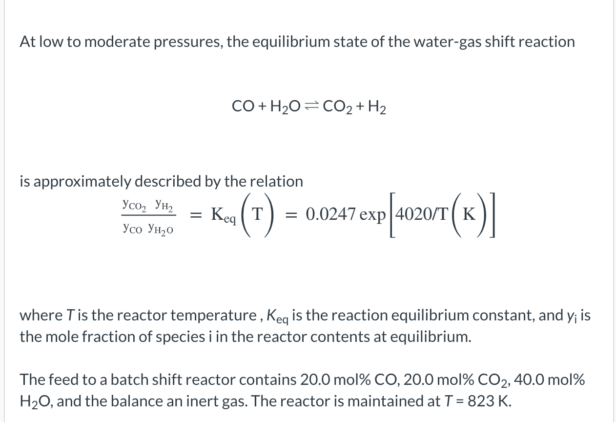 Solved At low to moderate pressures, the equilibrium state | Chegg.com