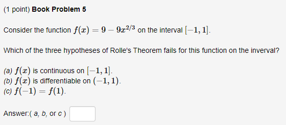 Solved (1 point) Book Problem 5 Consider the function f(x) = | Chegg.com