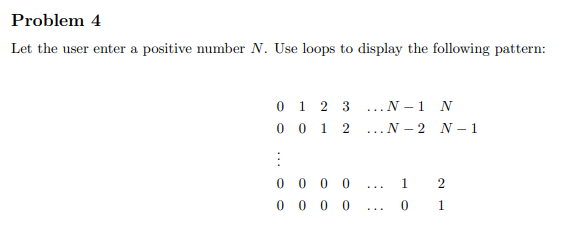 Solved Problem 4 Let the user enter a positive number N. Use | Chegg.com