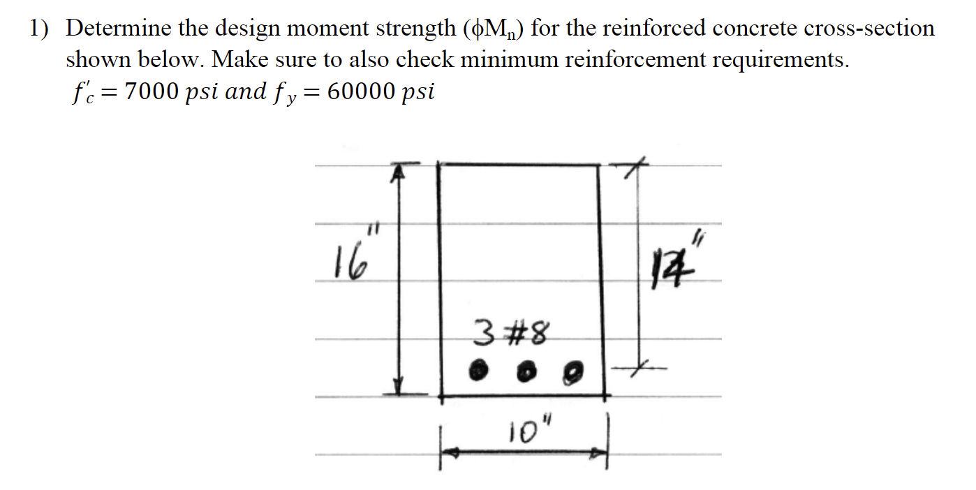 Solved 1) Determine the design moment strength (ϕMn) for the | Chegg.com