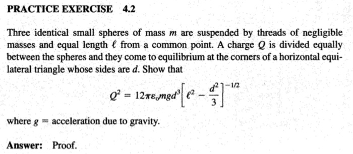Solved PRACTICE EXERCISE 4.2 Three identical small spheres | Chegg.com