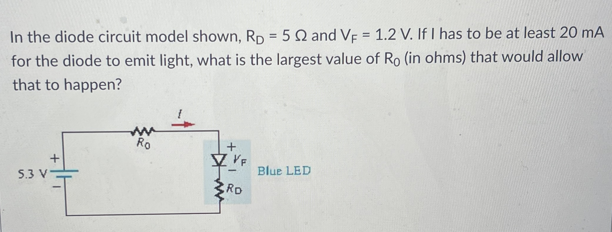 Solved In the diode circuit model shown, RD=5Ω and VF=1.2 V. | Chegg.com
