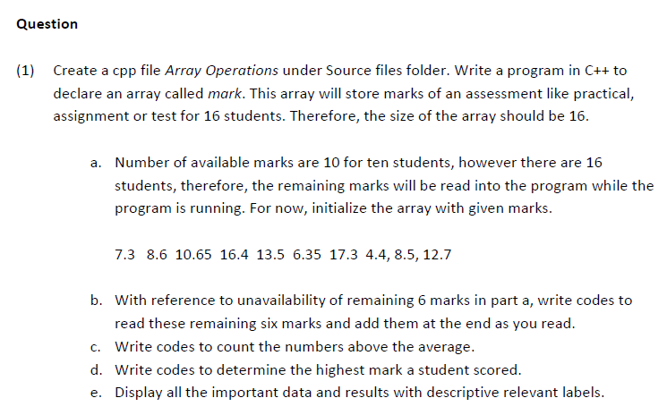 Solved Create a cpp file Array Operations under Source files | Chegg.com