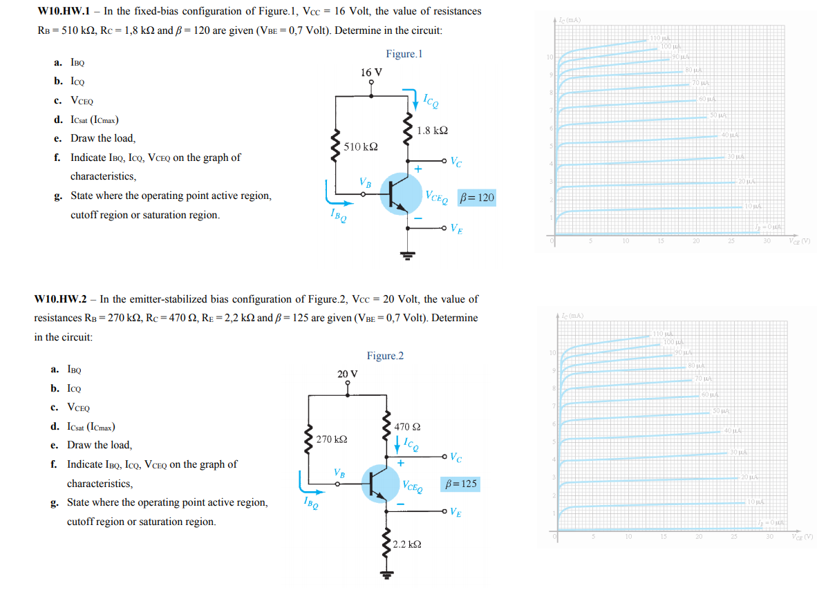 Solved W10.HW.1 - In the fixed-bias configuration of | Chegg.com