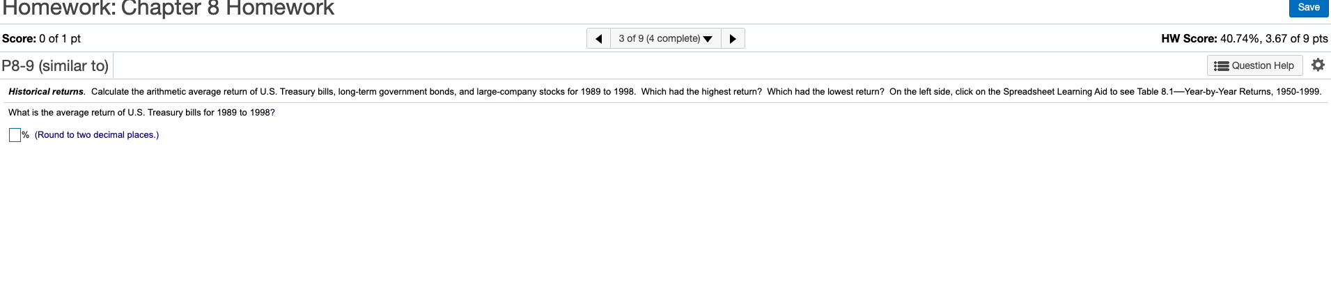 Homework Chapter 8 Homework Save Score 0 Of 1 Pt 3
