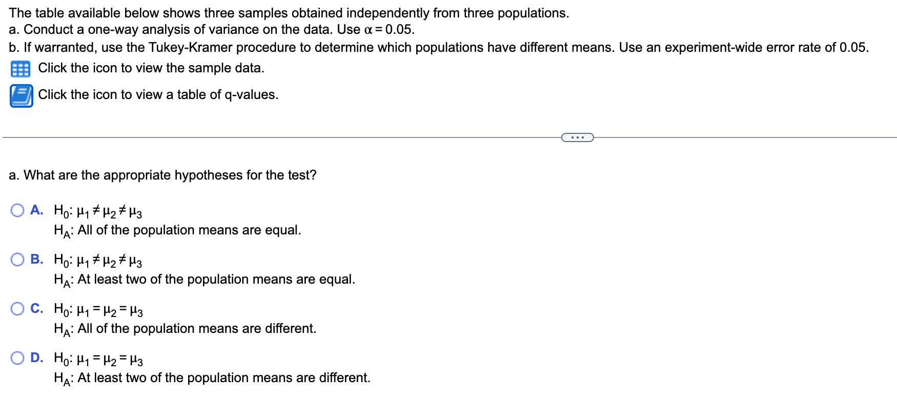 Solved Sample DataDistribution of the Studentized Range | Chegg.com