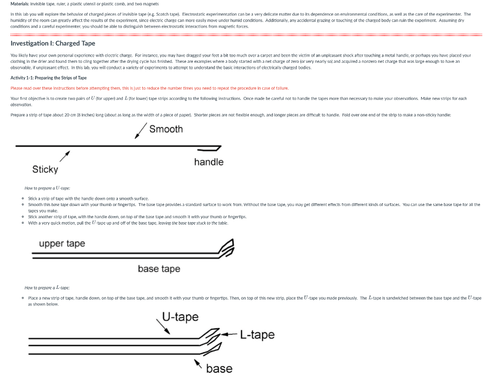 Solved Materials: invisible tape, ruler, a plastic utensil | Chegg.com