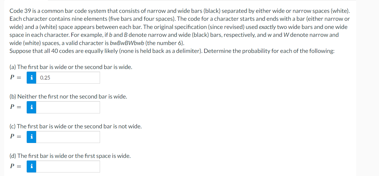 Solved Code 39 is a common bar code system that consists of | Chegg.com