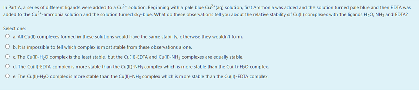 Solved In Part A, a series of Cu2+ standard solutions were | Chegg.com