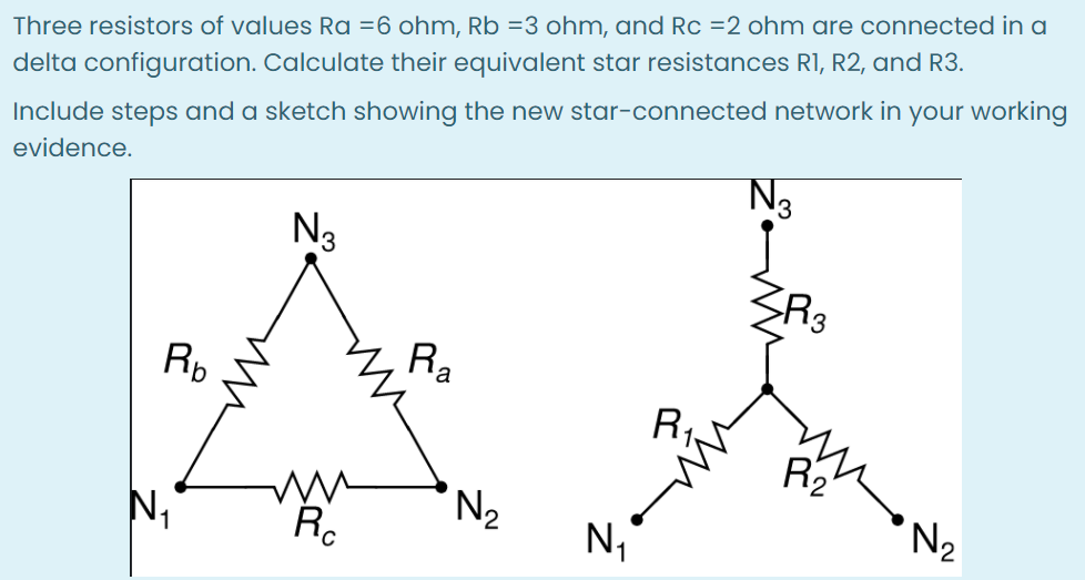 Solved Three resistors of values Ra =6 ohm, Rb =3 ohm, and | Chegg.com