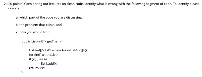 Solved 2. (20 points) Considering our lectures on clean | Chegg.com