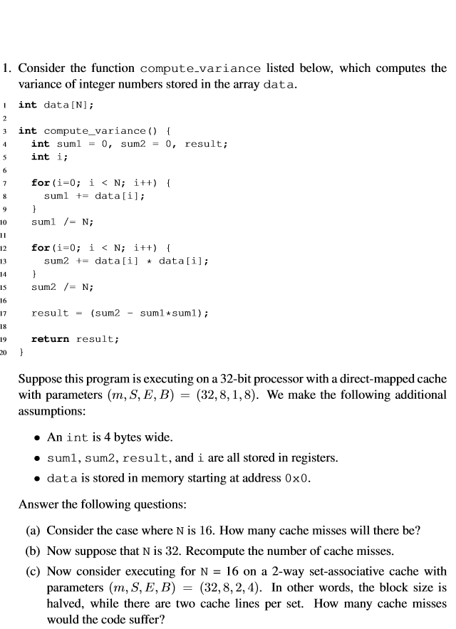 1. Consider the function compute_variance listed | Chegg.com