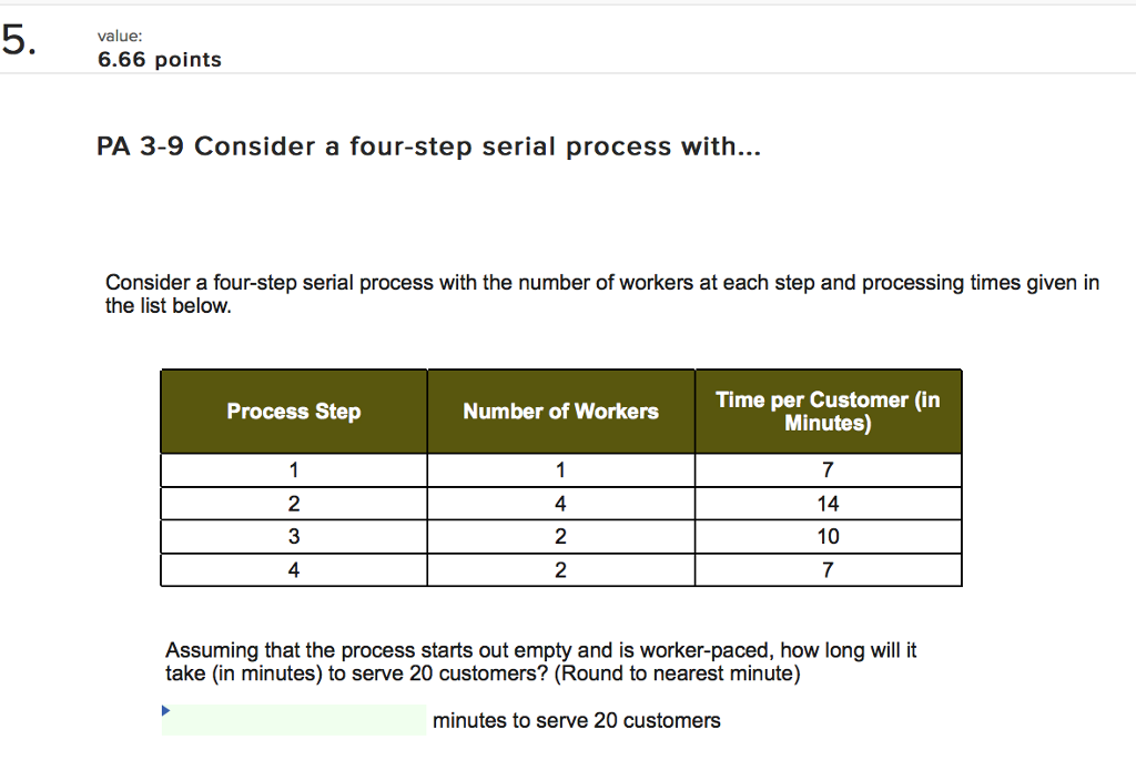 Solved value: 6.66 points PA 3-9 Consider a four-step serial | Chegg.com