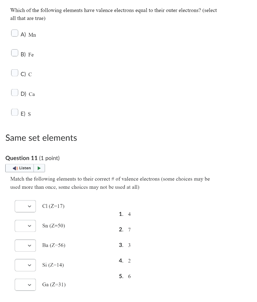 Solved Which of the following elements have valence | Chegg.com