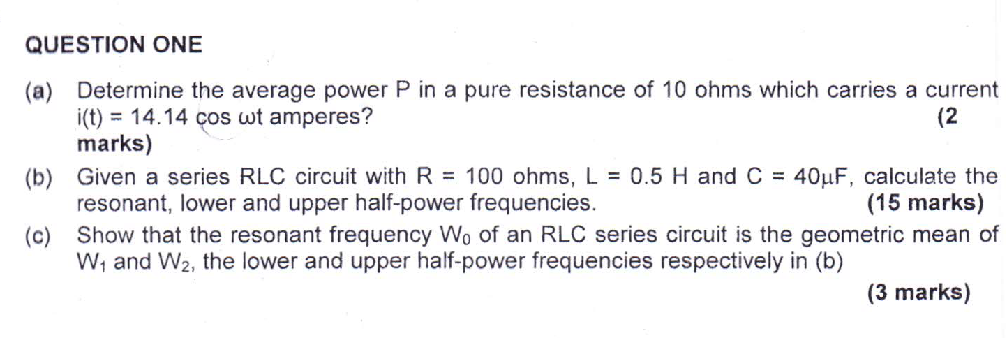 Solved QUESTION ONE (a) Determine the average power P in a | Chegg.com
