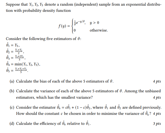Suppose that Y1,Y2,Y3 denote a random (independent) | Chegg.com