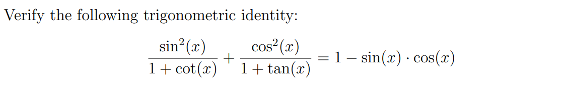 Solved Verify the following trigonometric | Chegg.com