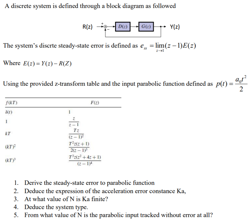 A discrete system is defined through a block diagram | Chegg.com