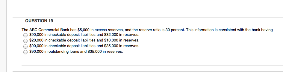 Solved QUESTION 19 The ABC Commercial Bank has $5,000 in | Chegg.com