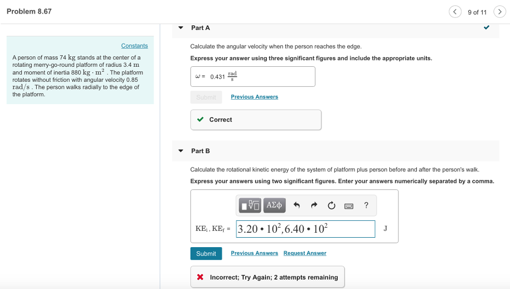 Solved Problem 8.67 Part A Constants Calculate the angular | Chegg.com