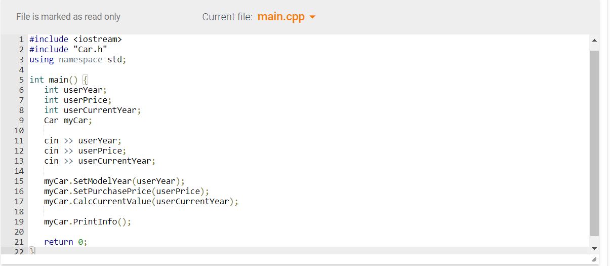 Solved Based off of the read-only main.cpp file: How would | Chegg.com