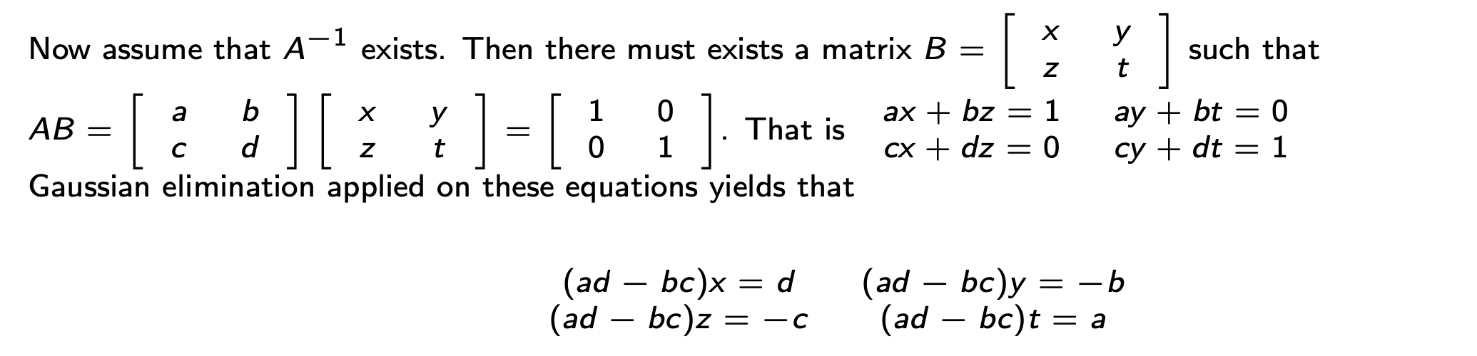 Solved Now assume that A−1 exists. Then there must exists a | Chegg.com