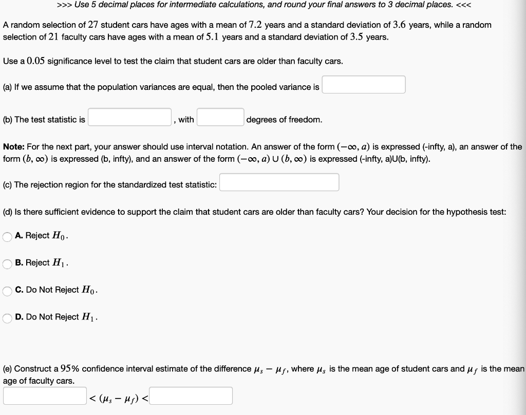Solved >>> Use 5 decimal places for intermediate | Chegg.com
