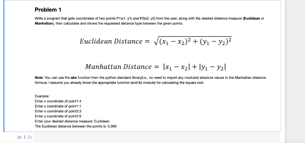 Solved Write a program that gets coordinates of two points | Chegg.com