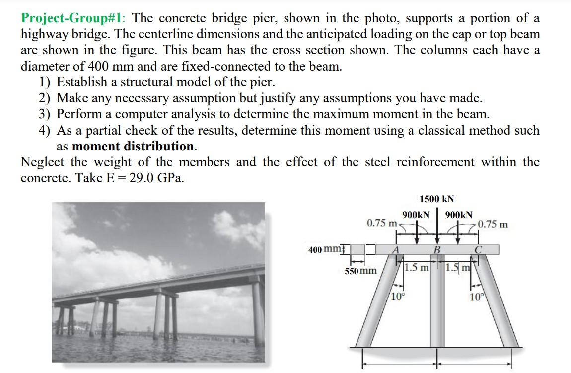 Solved Project-Group\#1: The concrete bridge pier, shown in | Chegg.com