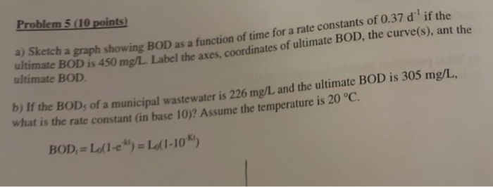 Solved A) Sketch a graph showing BOD as a function of time | Chegg.com