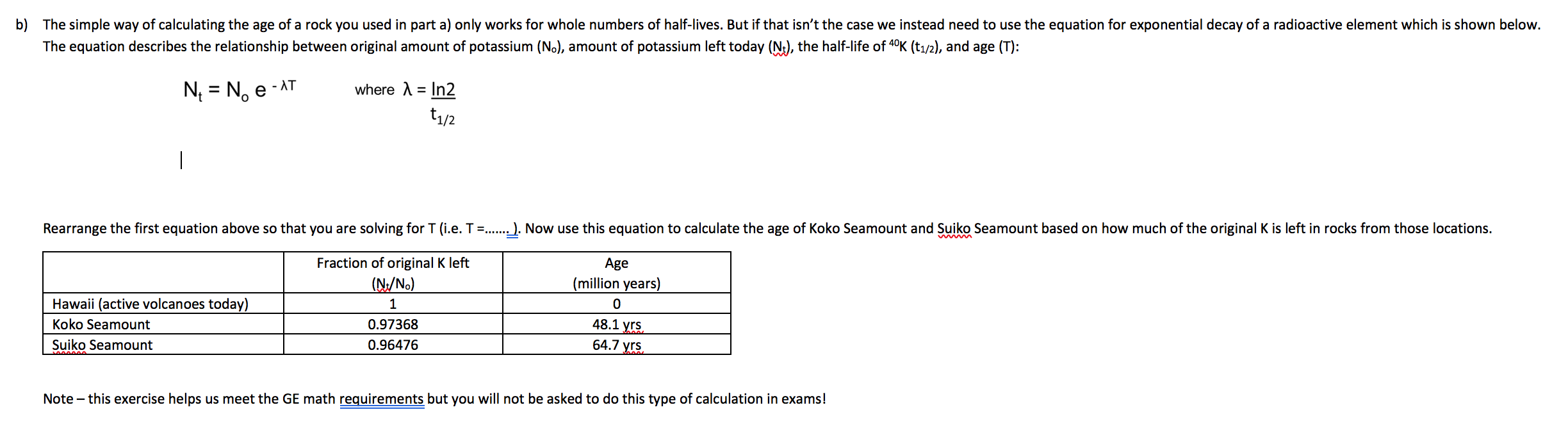 Solved b) The simple way of calculating the age of a rock | Chegg.com
