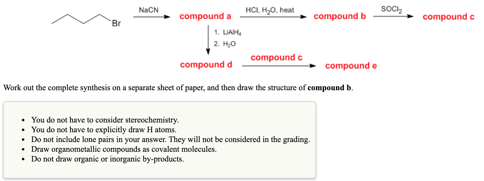 Solved NaCN HCI, H20, heat SOCI2 compound a compound b | Chegg.com