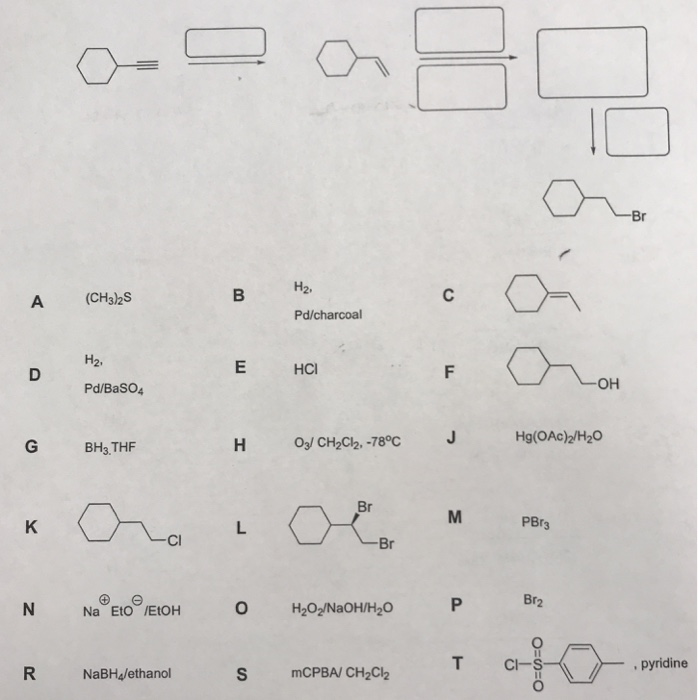 Solved A (CH3)2S Pd/charcoal но HCI Pd/BaSO4 Hg(OAc)2/H20 G | Chegg.com